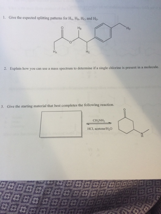 Solved Given the expected splitting patterns for H_A, H_B, | Chegg.com