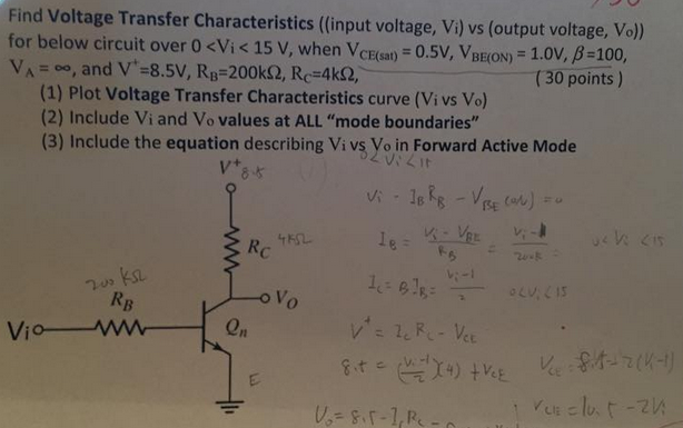 Solved Find Voltage Transfer Characteristics ((input | Chegg.com