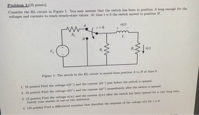 Solved Consider the RL circuit in Figure 1. You may assume | Chegg.com