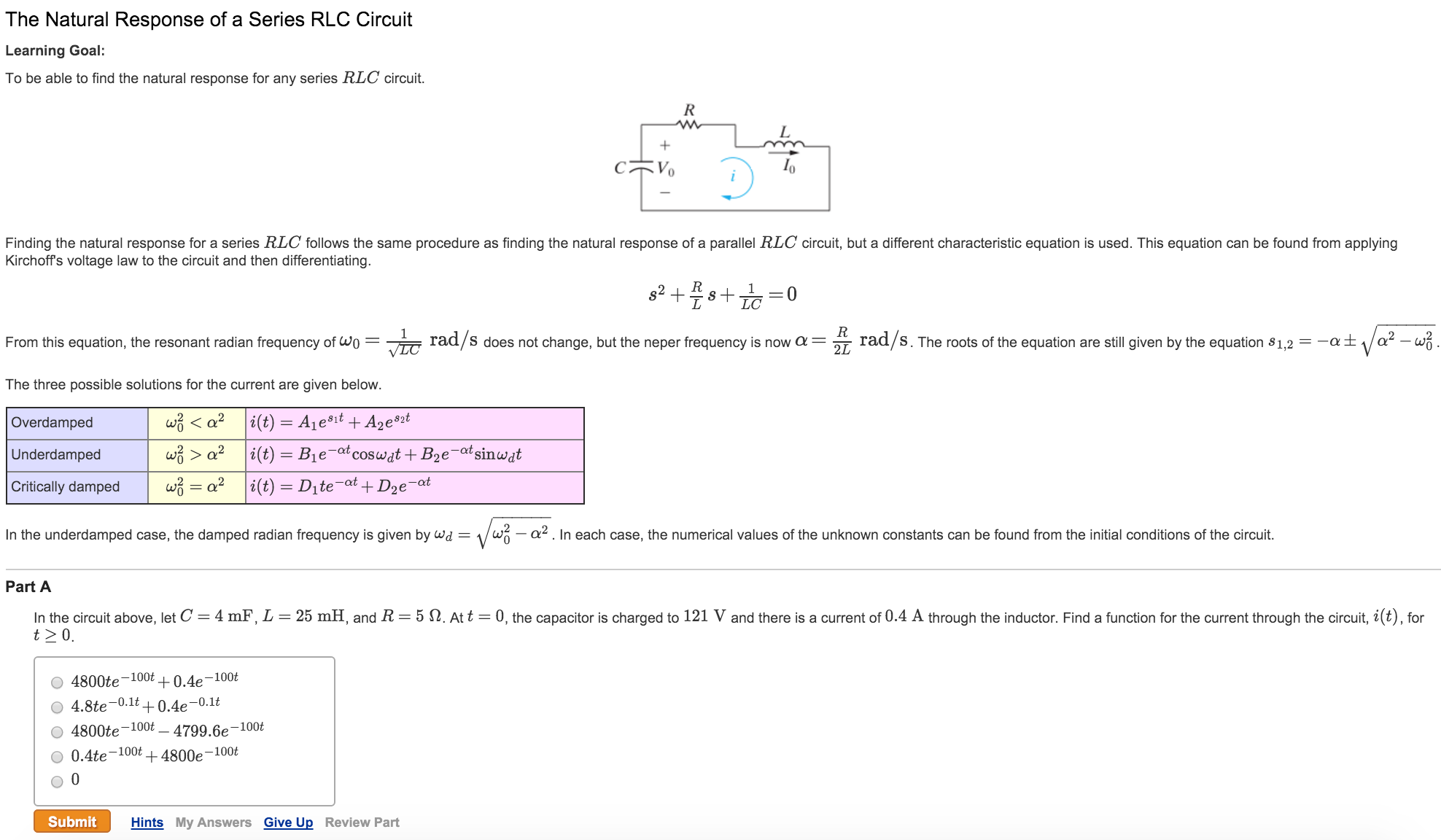Solved To be able to find the natural response for any | Chegg.com