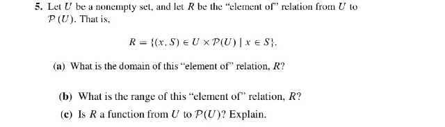 Solved Let U be a nonempty set, and let R be the "element | Chegg.com