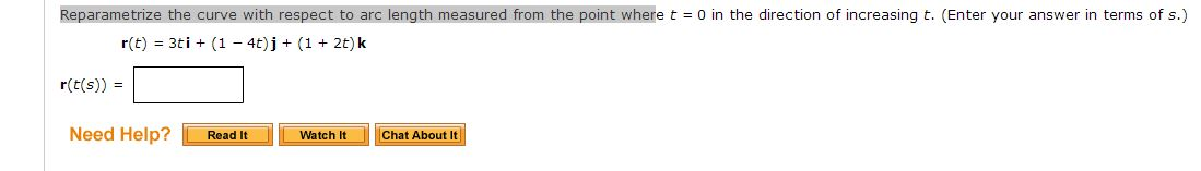 Solved Reparametrize the curve with respect to arc length | Chegg.com