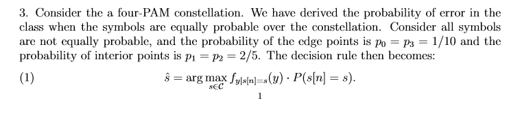 3. Consider the a four-PAM constellation. We have | Chegg.com