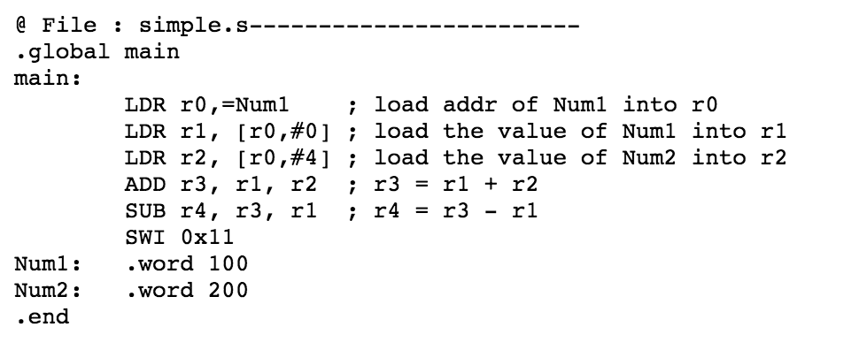 modify a simple ARM assembly program by | Chegg.com