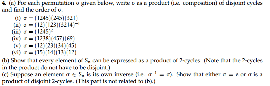 Solved For each permutation a given below, write sigma as a | Chegg.com