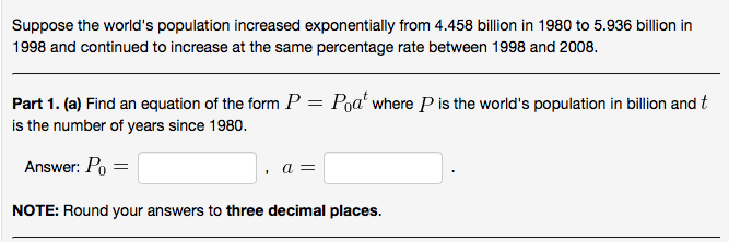Solved Suppose the world's population increased | Chegg.com