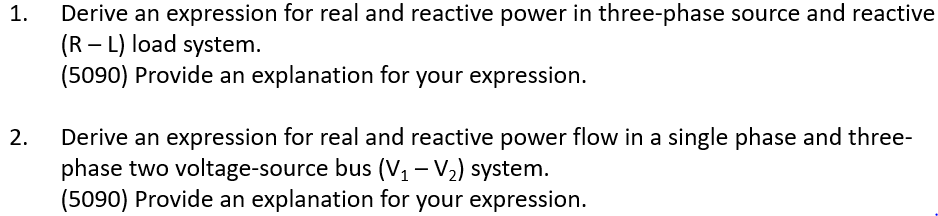 Solved Derive an expression for real and reactive power in | Chegg.com