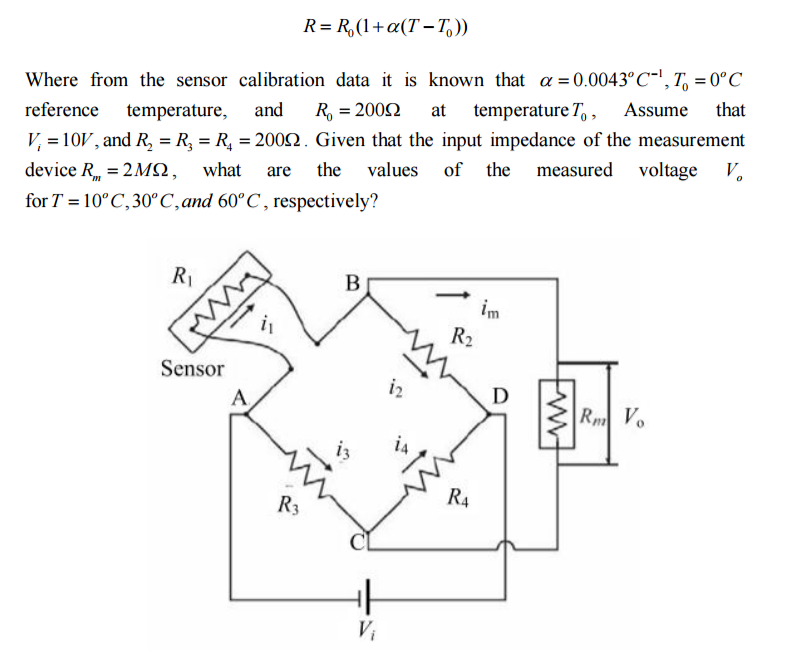 Solved Consider that an RTD type temperature sensor is used | Chegg.com
