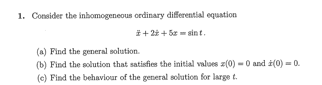 Solved 1. Consider the inhomogeneous ordinary differential | Chegg.com