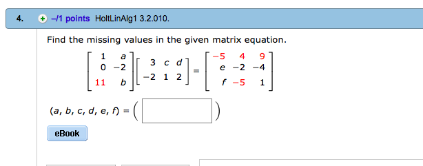 Solved Find the missing values in the given matrix | Chegg.com