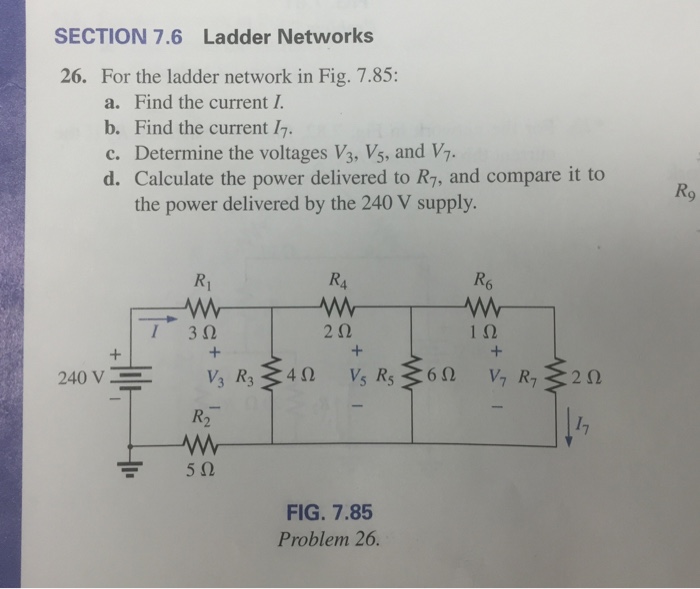Solved For the ladder network in Fig. 7.85: Find the | Chegg.com