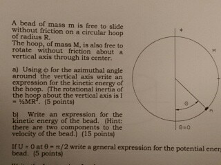 Solved A bead of mass m is free to slide without friction on | Chegg.com