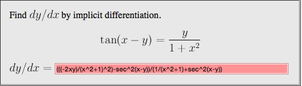 Solved Find dy/dx by implicit differentiation. tan(x - y) = | Chegg.com