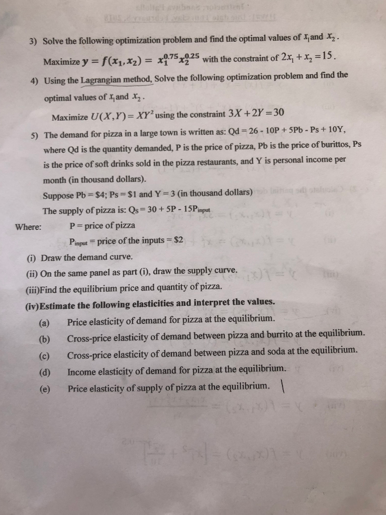 Solved 3) Solve the following optimization problem and find | Chegg.com