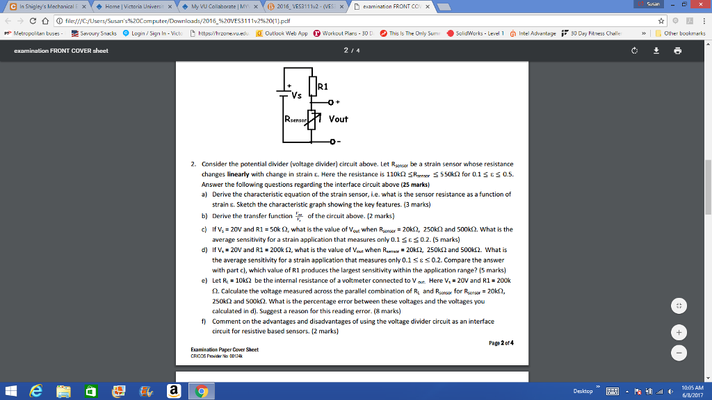 Solved Consider the potential divider (voltage divider) | Chegg.com