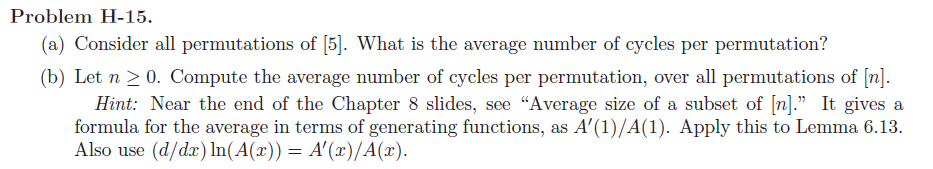 Problem H-15. (a) Consider all permutations of [5]. | Chegg.com