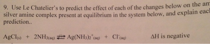 Solved Use Le Chatelier's principle to predict the effect of | Chegg.com