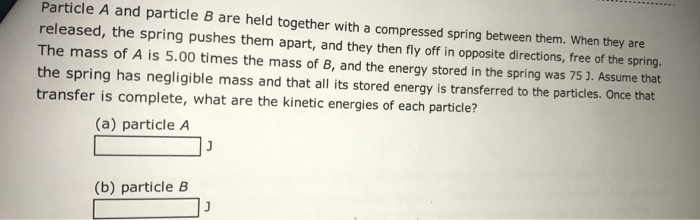 Solved Particle A and particle B are held together with a | Chegg.com