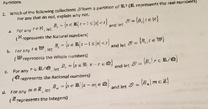 Solved Which of the following collections B form a partition | Chegg.com