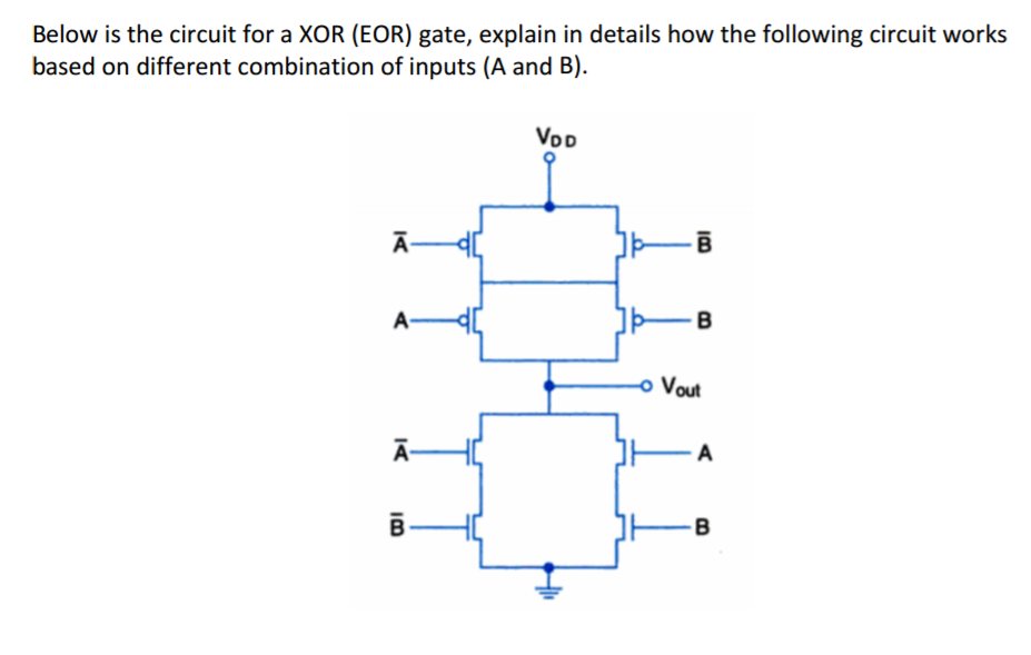 Solved Below is the circuit for a XOR (EOR) gate, explain in | Chegg.com