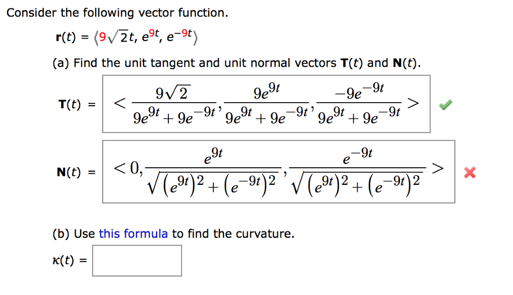 Solved Consider the following vector function. r(t) = (9 | Chegg.com