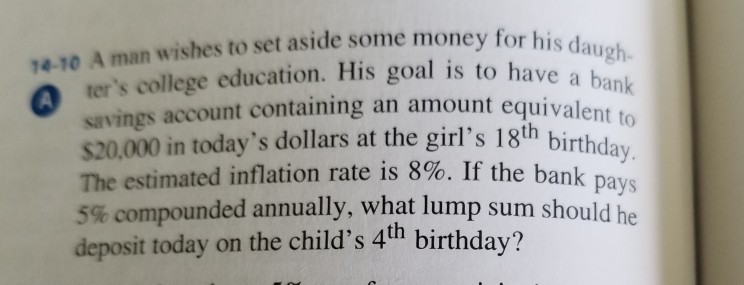 Solved 14-10 A man wishes to set aside some money for hi a | Chegg.com