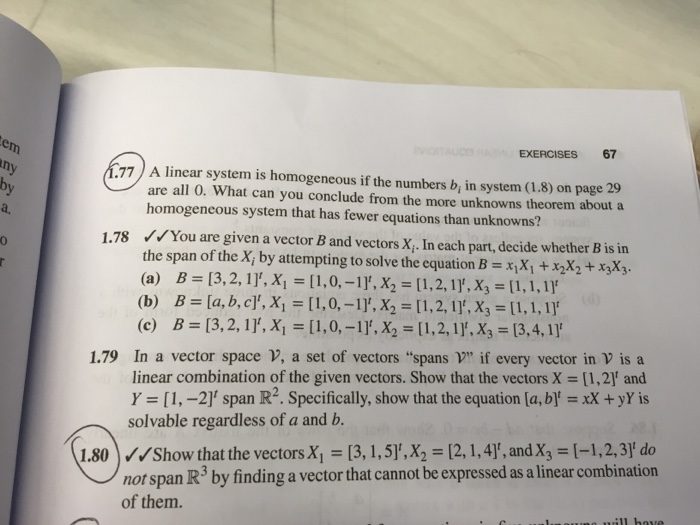 Solved EXERCISES 67 em ny by 77A linear system is | Chegg.com