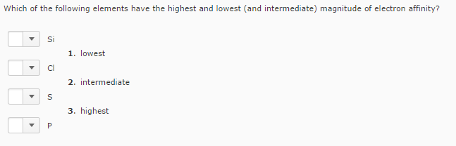 Solved Which of the following elements have the highest and | Chegg.com