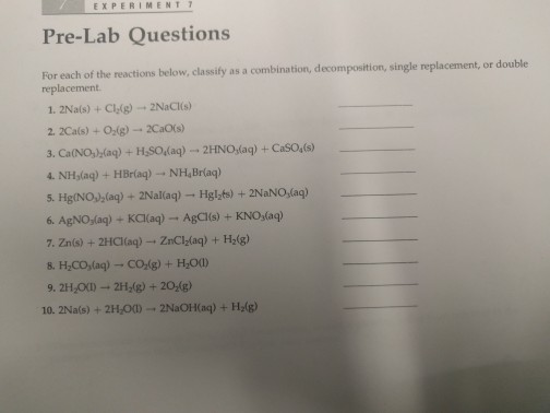 Solved For each of the reactions below, classify as a | Chegg.com