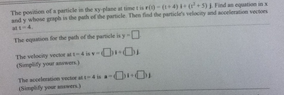 Solved The position of a particle in the xy-plane at time t | Chegg.com