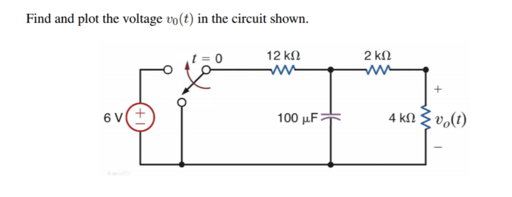 Solved Find and plot the voltage v_0(t) in the circuit | Chegg.com