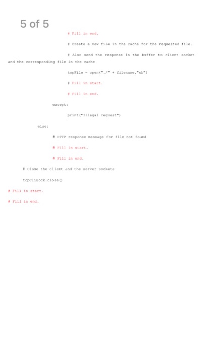 Skeleton Python Code For The Proxy Server From Socket 