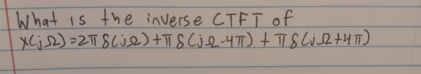 Solved What is the inverse CTFT of | Chegg.com