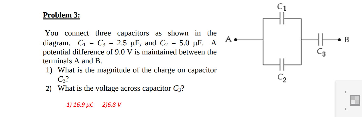 Solved You connect three capacitors as shown in the diagram. | Chegg.com