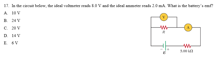 Solved In the circuit below, the ideal voltmeter reads 8.0 V | Chegg.com