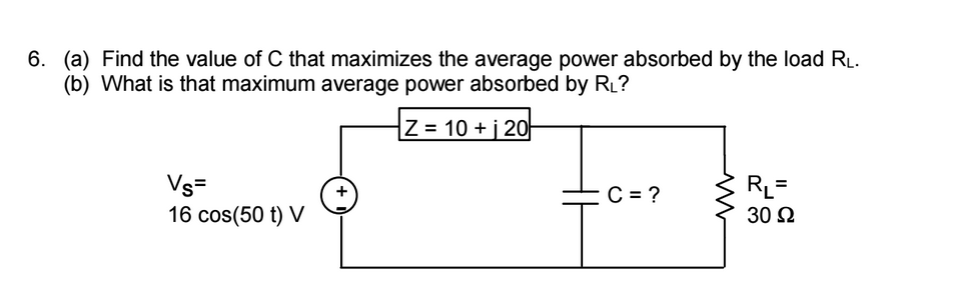 Solved Help please Circuit Analysis::: Max power | Chegg.com