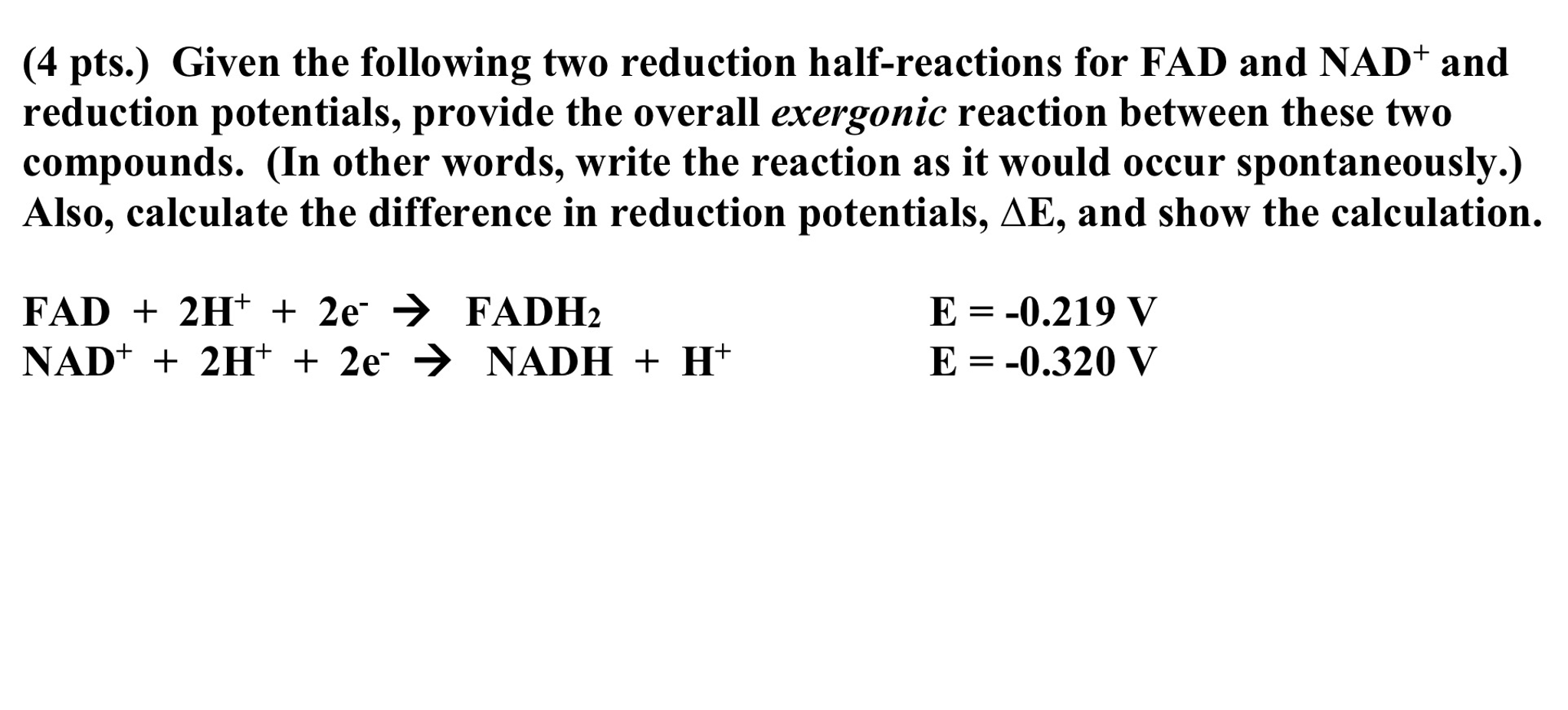 Solved Given The Following Two Reduction Half Reactions For