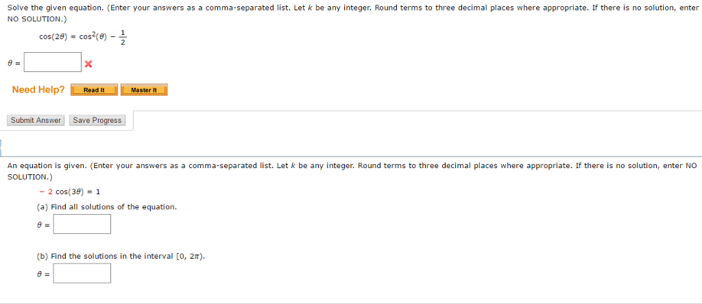 Solved Solve the given equation. (Enter your answers as a | Chegg.com