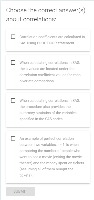 Solved Choose the correct answer(s) about correlations: | Chegg.com
