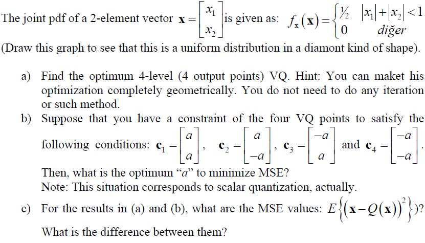 X X2 Di Er The Joint Pdf Of A 2 Element Vector X Chegg
