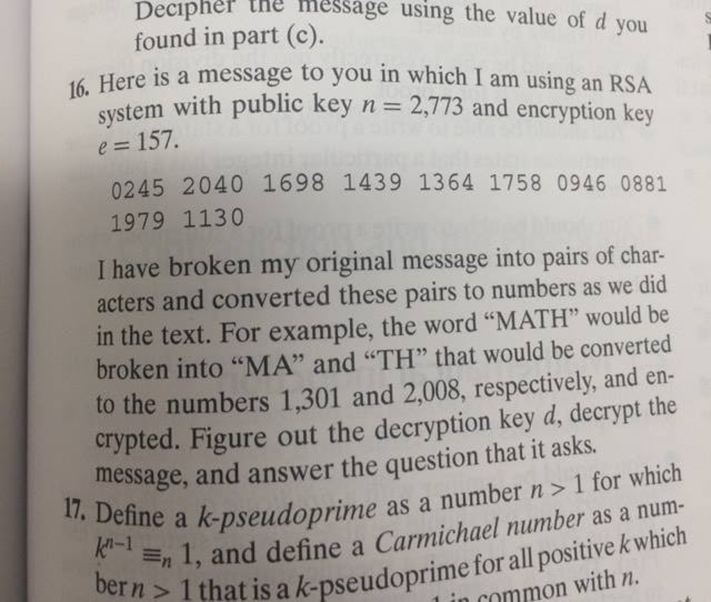 Solved Here Is A Message To You In Which I Am Using An Rsa