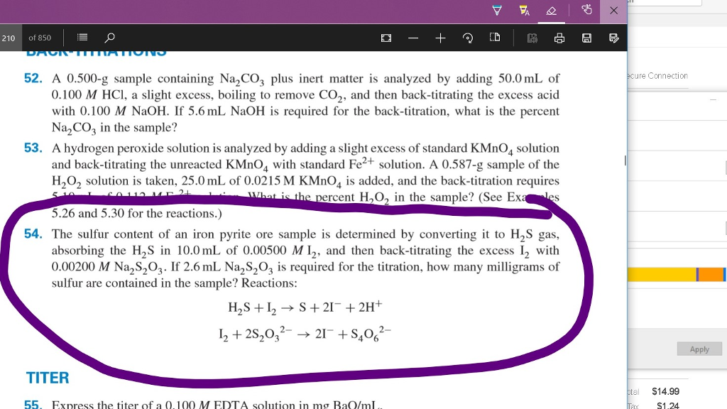 Solved 뎠쇼 210 of 850 ure Connection 52. A 0.500-g sample | Chegg.com