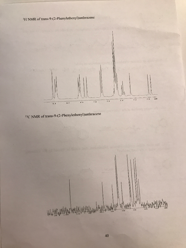 Solved H NMR of trans-9-(2-Phenylethenyl)anthracene 13C NMR | Chegg.com Solved H NMR of trans-9-(2-Phenylethenyl)anthracene 13C NMR | Chegg.com
