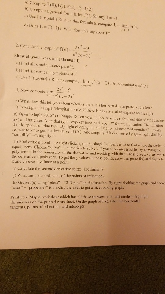 Solved a) Compute FO,FO)F(2),FC-1/2). b) Cormpute a general | Chegg.com