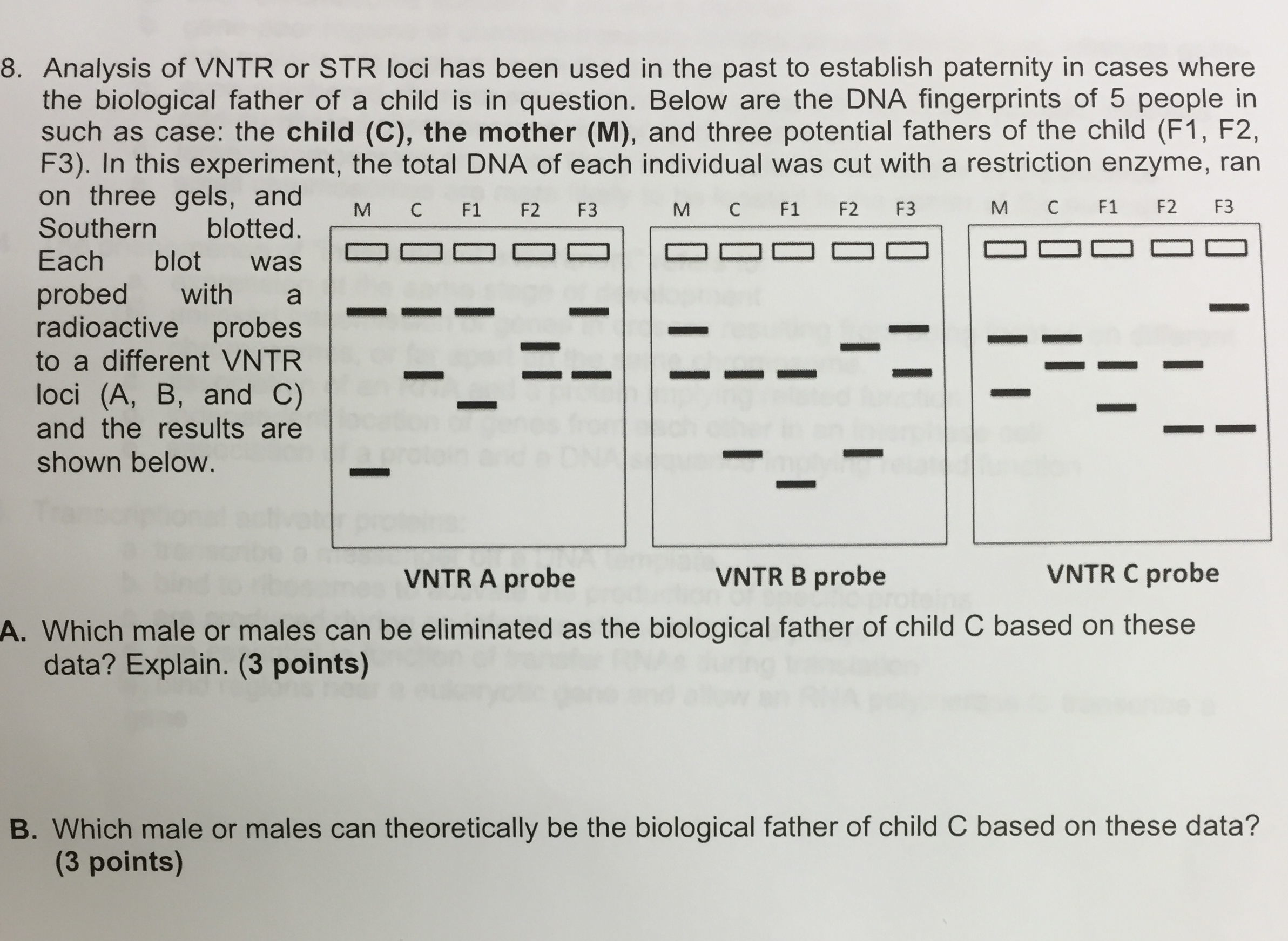 Analysis of VNTR or STR loci has been used in the | Chegg.com