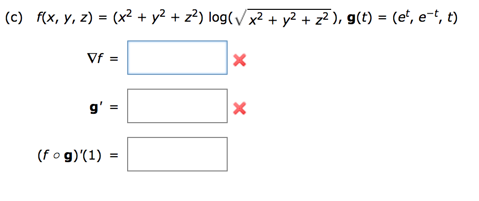 Solved (a) f(x, y, z) xz yz xy, g(t) (et, cos(t), sin(t)) | Chegg.com