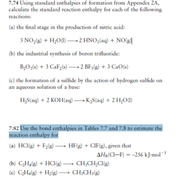 Solved Using standard enthalpies of formation from Appendix | Chegg.com