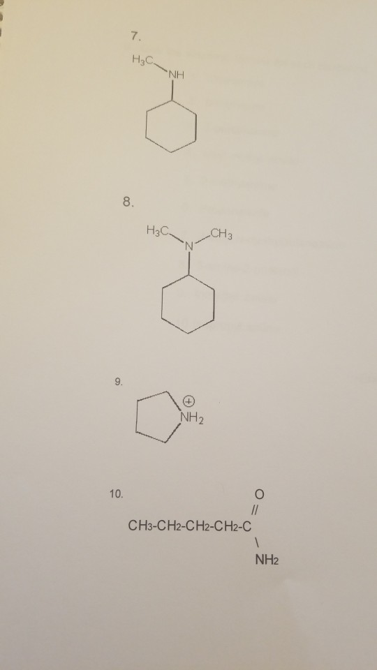 Solved A. Give the name of the following: c-c-c-C-NH, -C-NH2 | Chegg.com