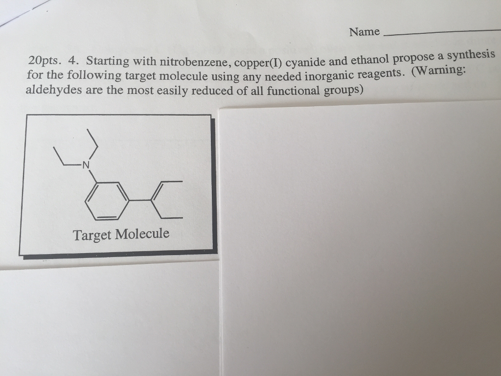 Solved Starting with nitrobenzene, copper(I) cyanide and | Chegg.com
