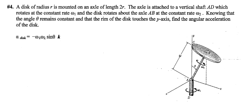 Solved #4. A disk of radius r is mounted on an axle of | Chegg.com